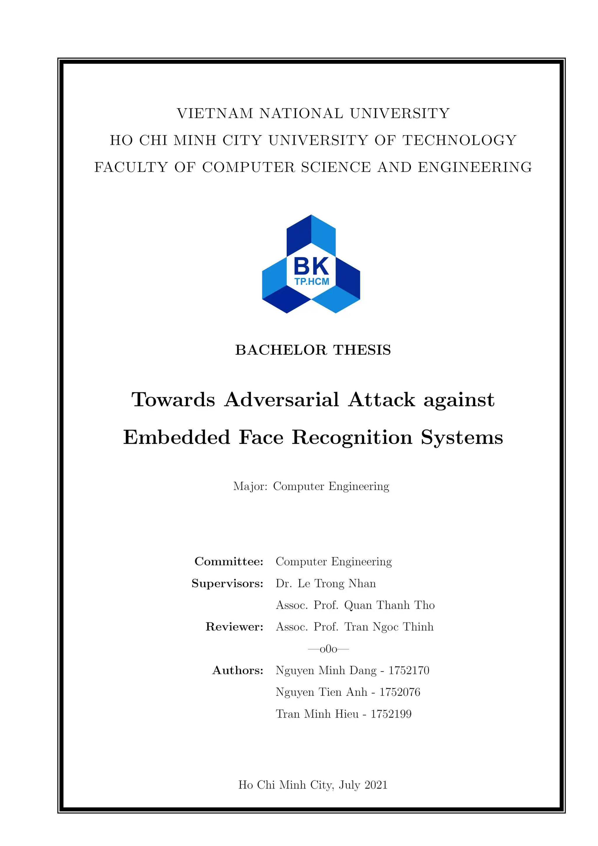 Towards Adversarial Attack against Embedded Face Recognition Systems , Nguyen Minh Dang.pdf