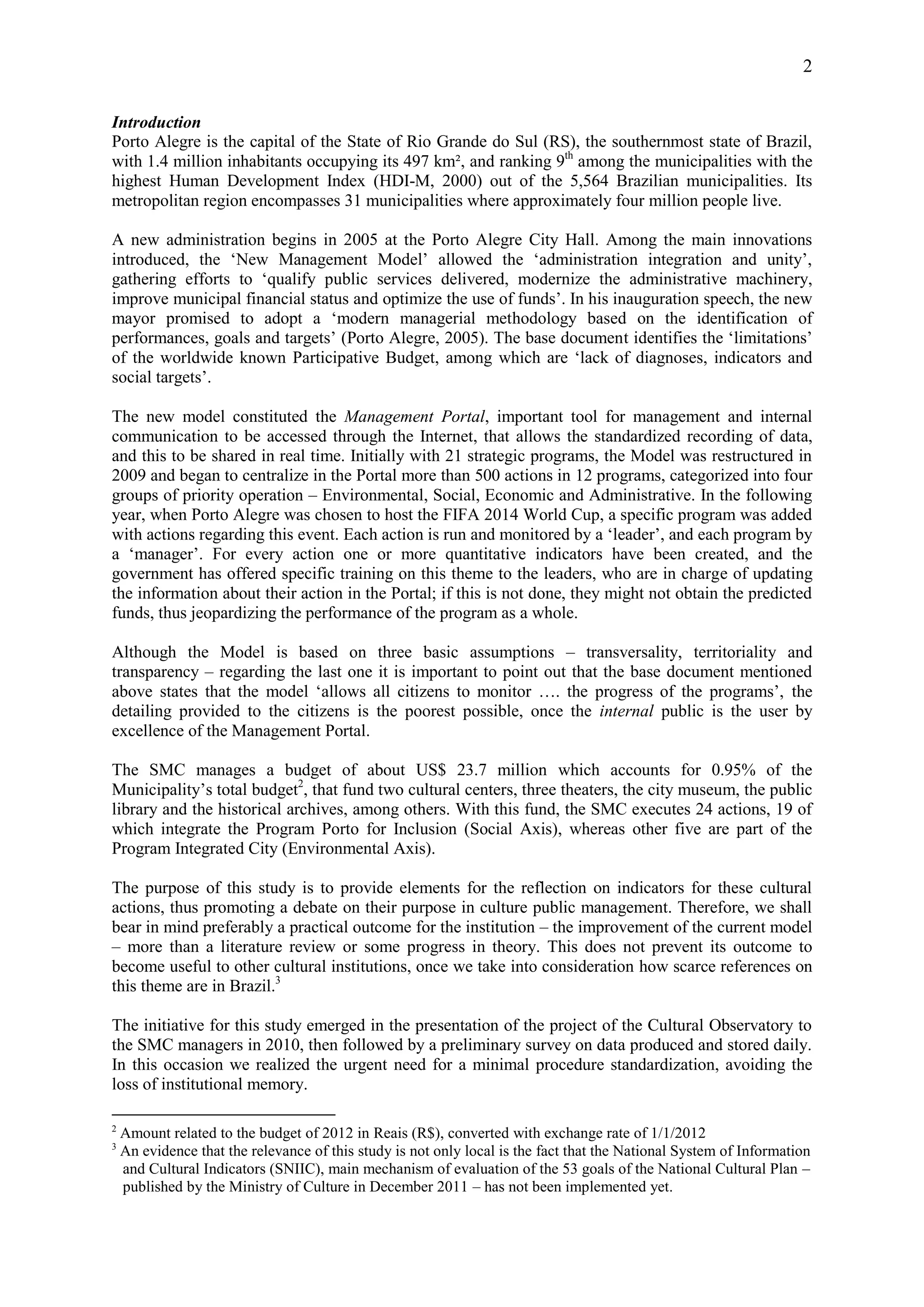 Towards a system of cultural indicators for Porto Alegre public ...