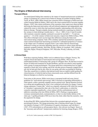 Toward a theory of Motivational Interviewing | PDF