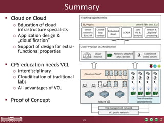 Towards Cyber-Physical System technologies over Apache VCL | PPT