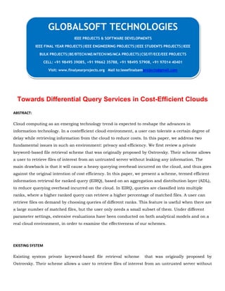 Towards differential query services in cost efficient clouds | DOCX