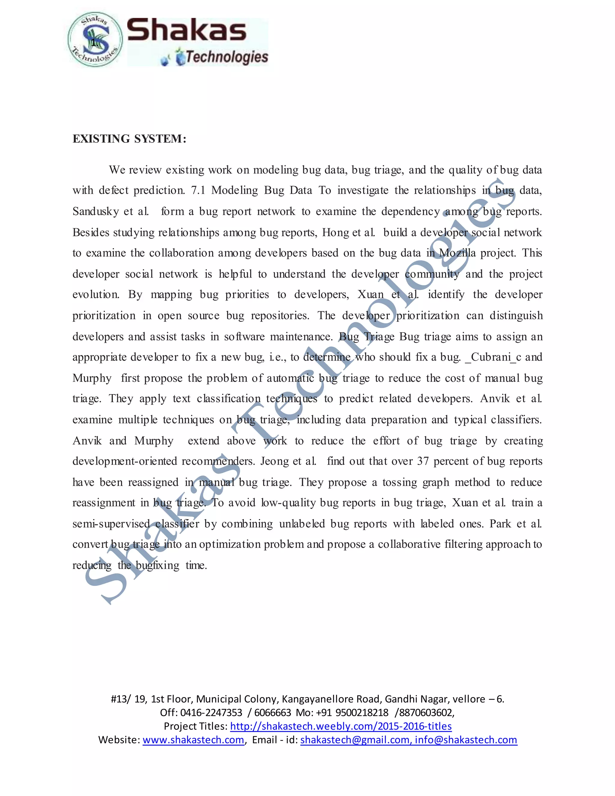 Towards effective bug triage with software | DOCX | Databases ...