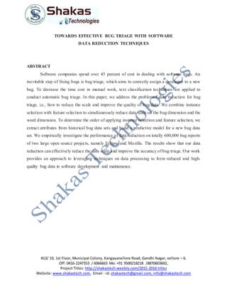 Towards effective bug triage with software | DOCX | Databases | Computer Software and Applications