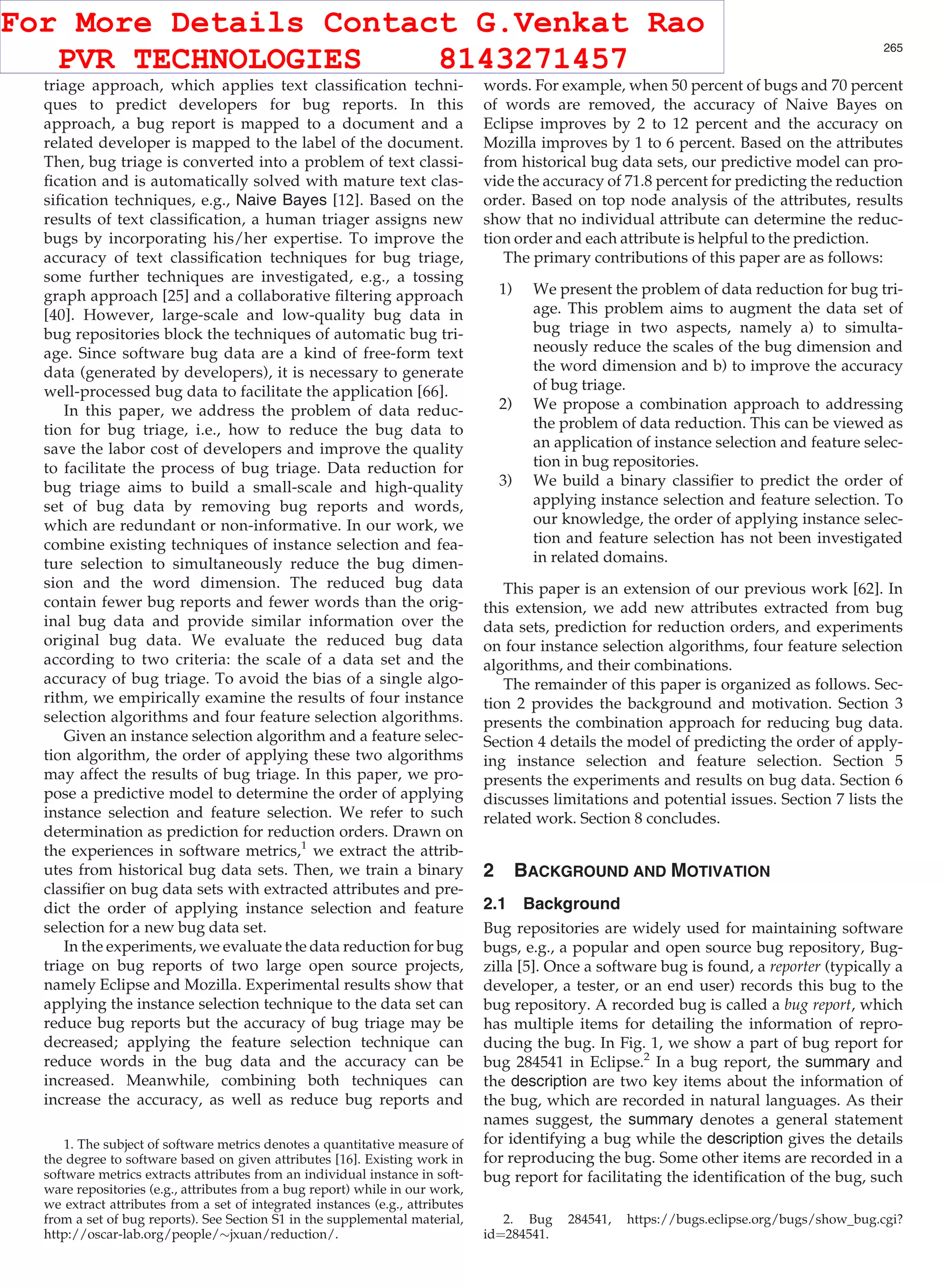 Towards effective bug triage with software data reduction techniques | PDF