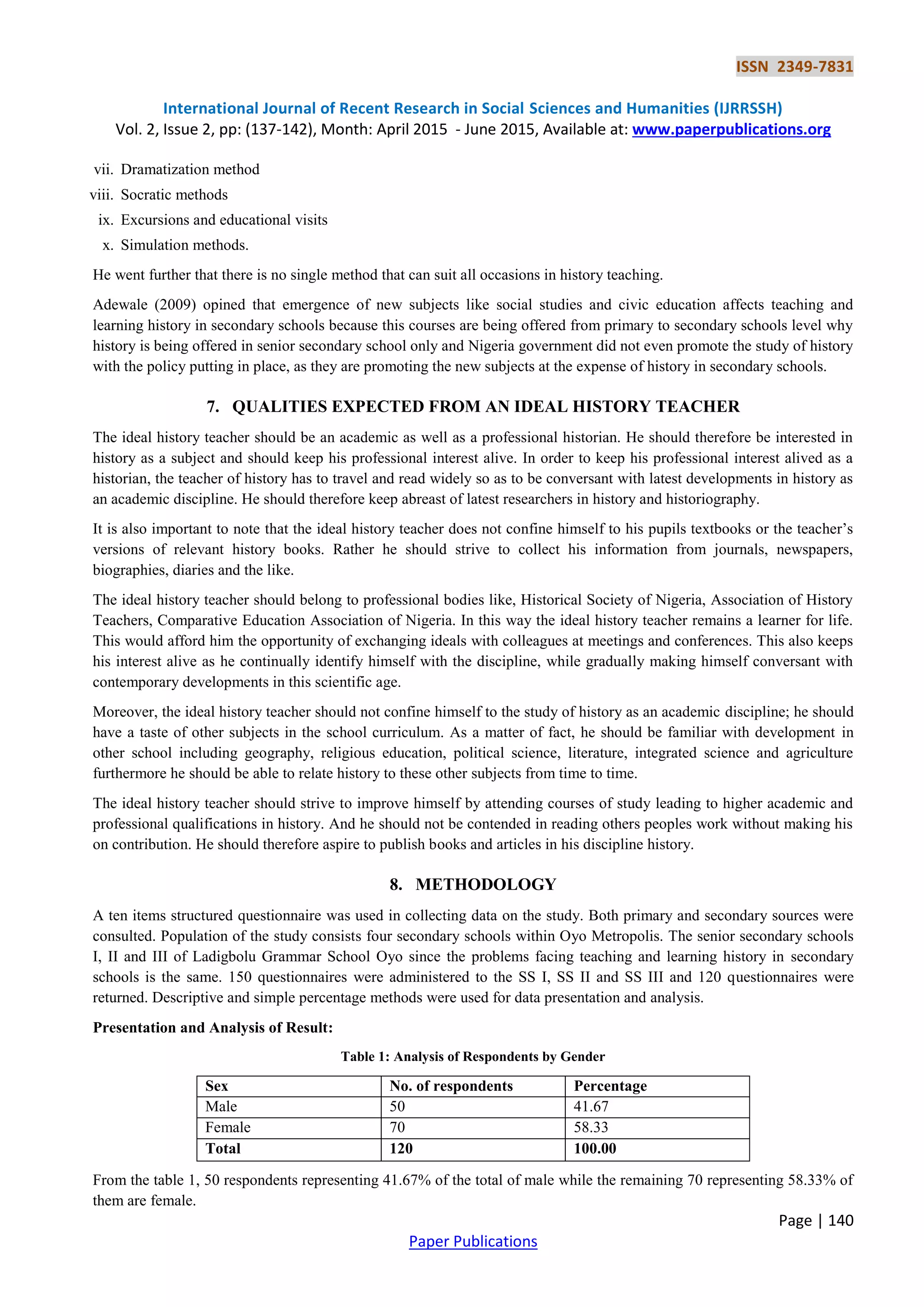 Towards Effective Teaching and Learning of History in Nigerian ...