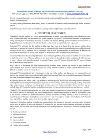 Towards Effective Teaching and Learning of History in Nigerian Secondary Schools | PDF