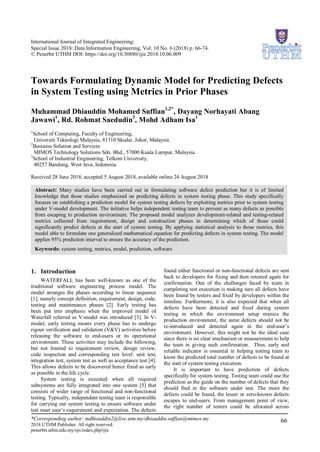 Towards formulating dynamic model for predicting defects in system ...