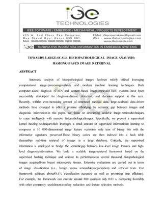 Towards large scale histopathological image analysis hashing-based image retrieval | PDF