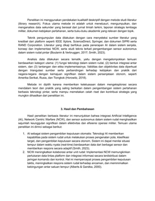 TOWARD SMART BATTLEFIELD INTEGRASI NCW, AI, DAN SENSOR AUTONOMOUS PADA ...