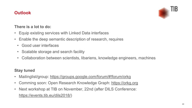Towards an Open Research Knowledge Graph | PPT