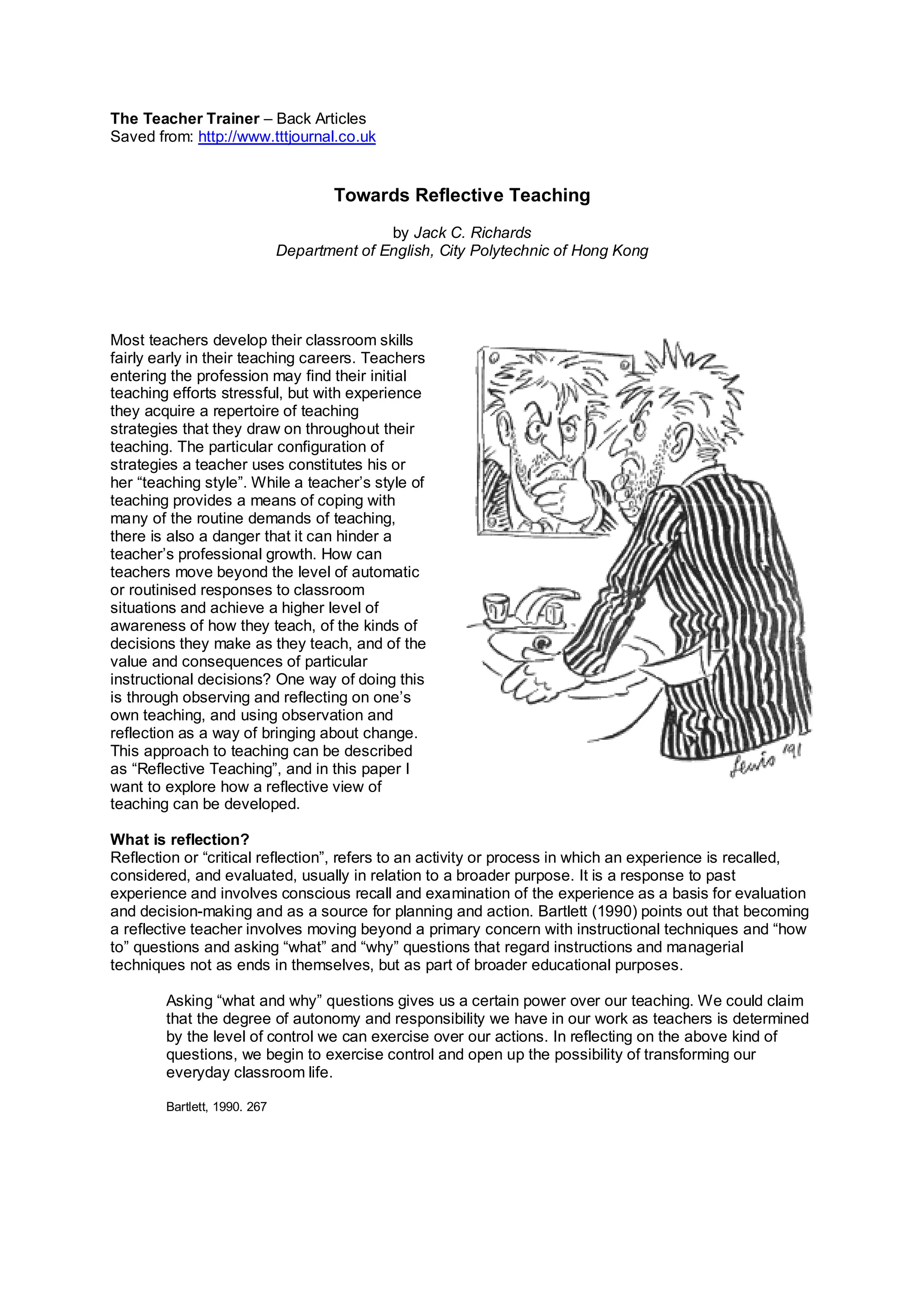 Towards reflective teaching | PDF