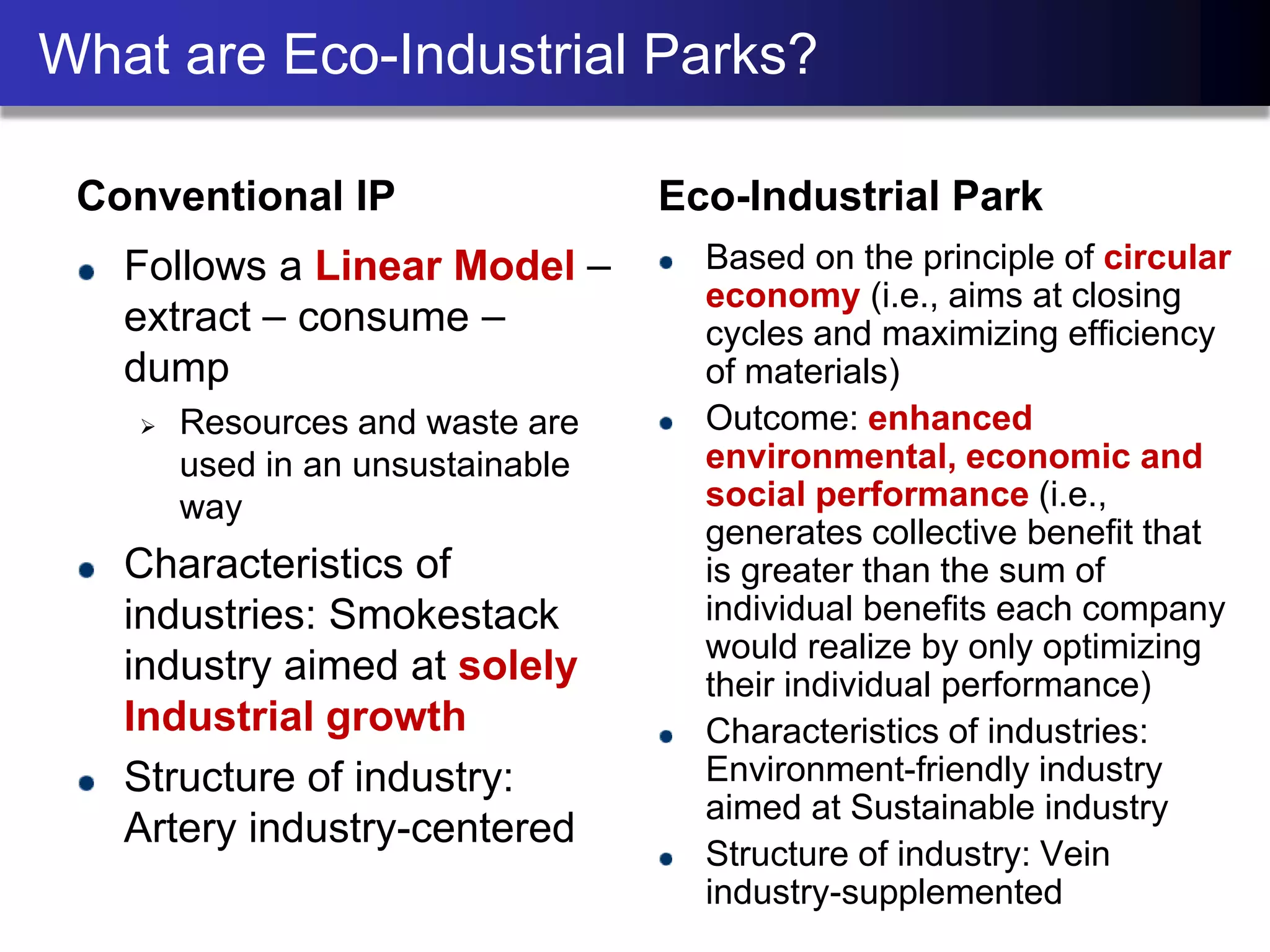 Towards sustainable industrialization the role of eco-industrial parks ...