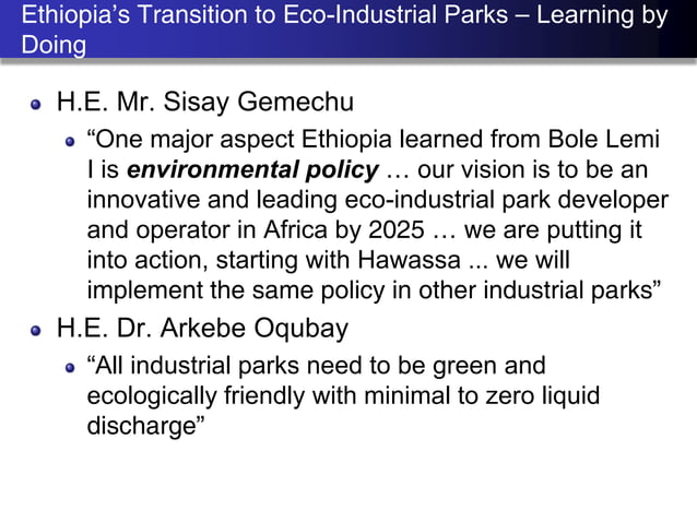 Towards sustainable industrialization the role of eco-industrial parks ...