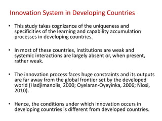 Innovation Systems in Developing Countries | PPTX