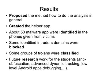 Towards the methods of analysis malicious applications for Android | PPT