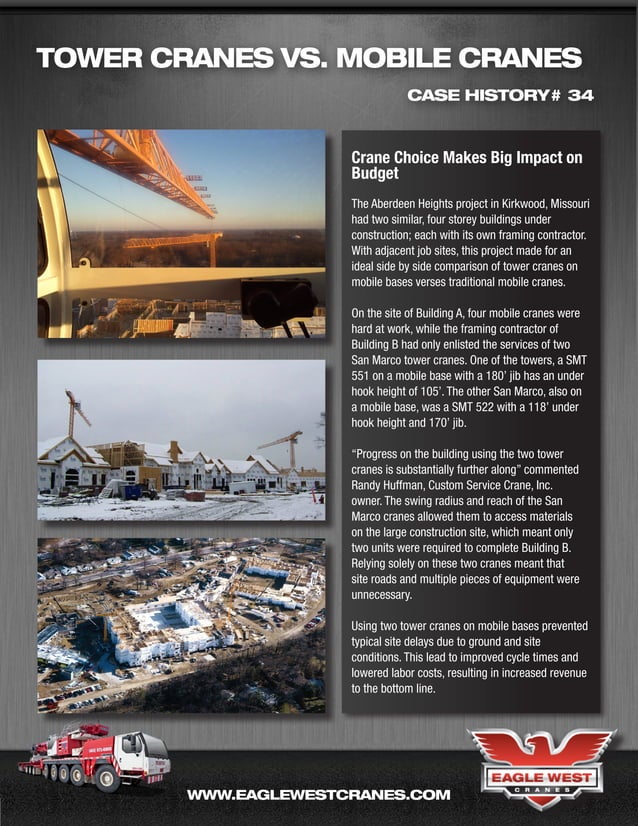 Tower Cranes vs. Mobile Cranes - Case History - Eagle West Cranes ...