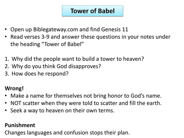Tower of Babel | PPTX | Christianity | Religion & Spirituality