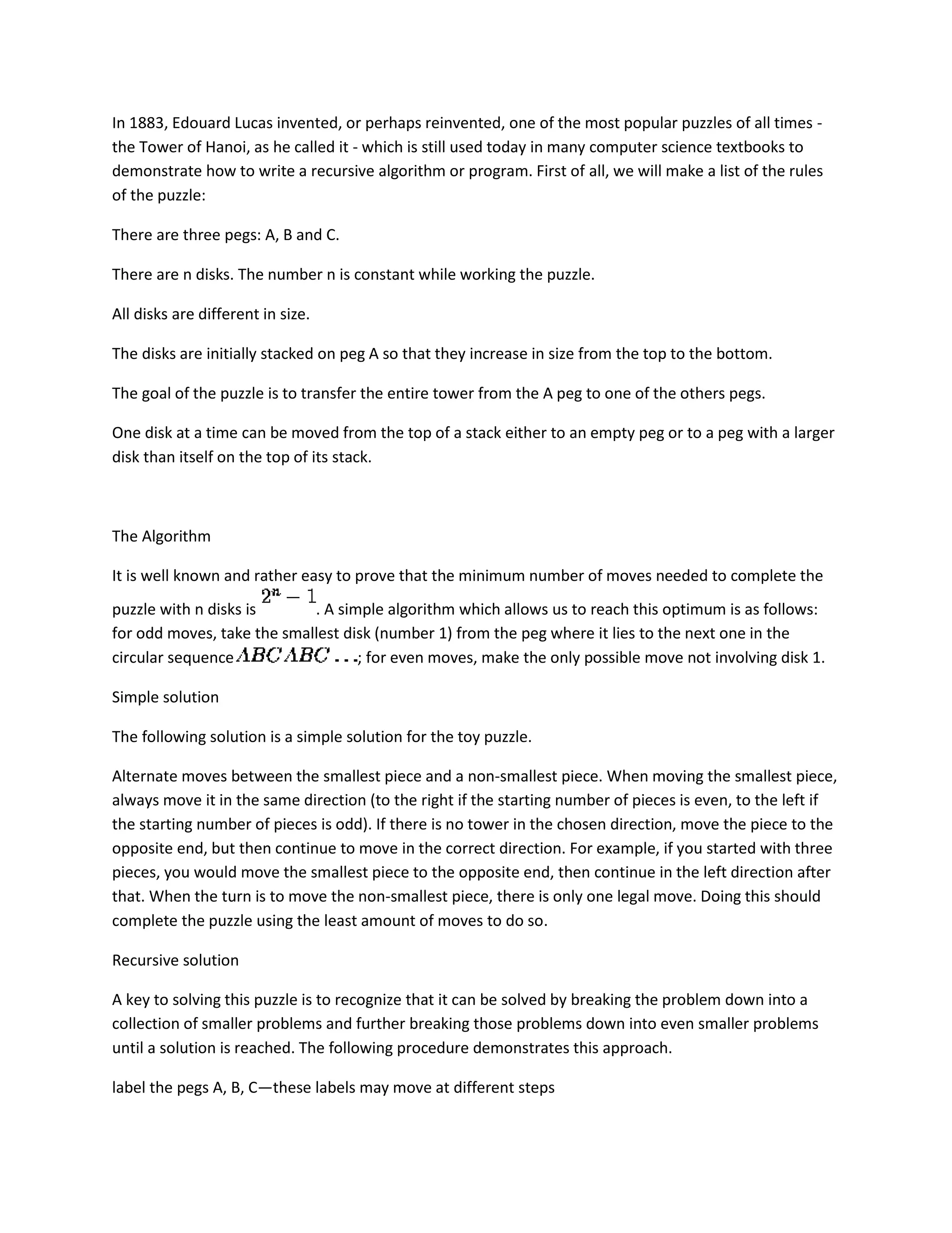 Tower of hanoi | DOCX