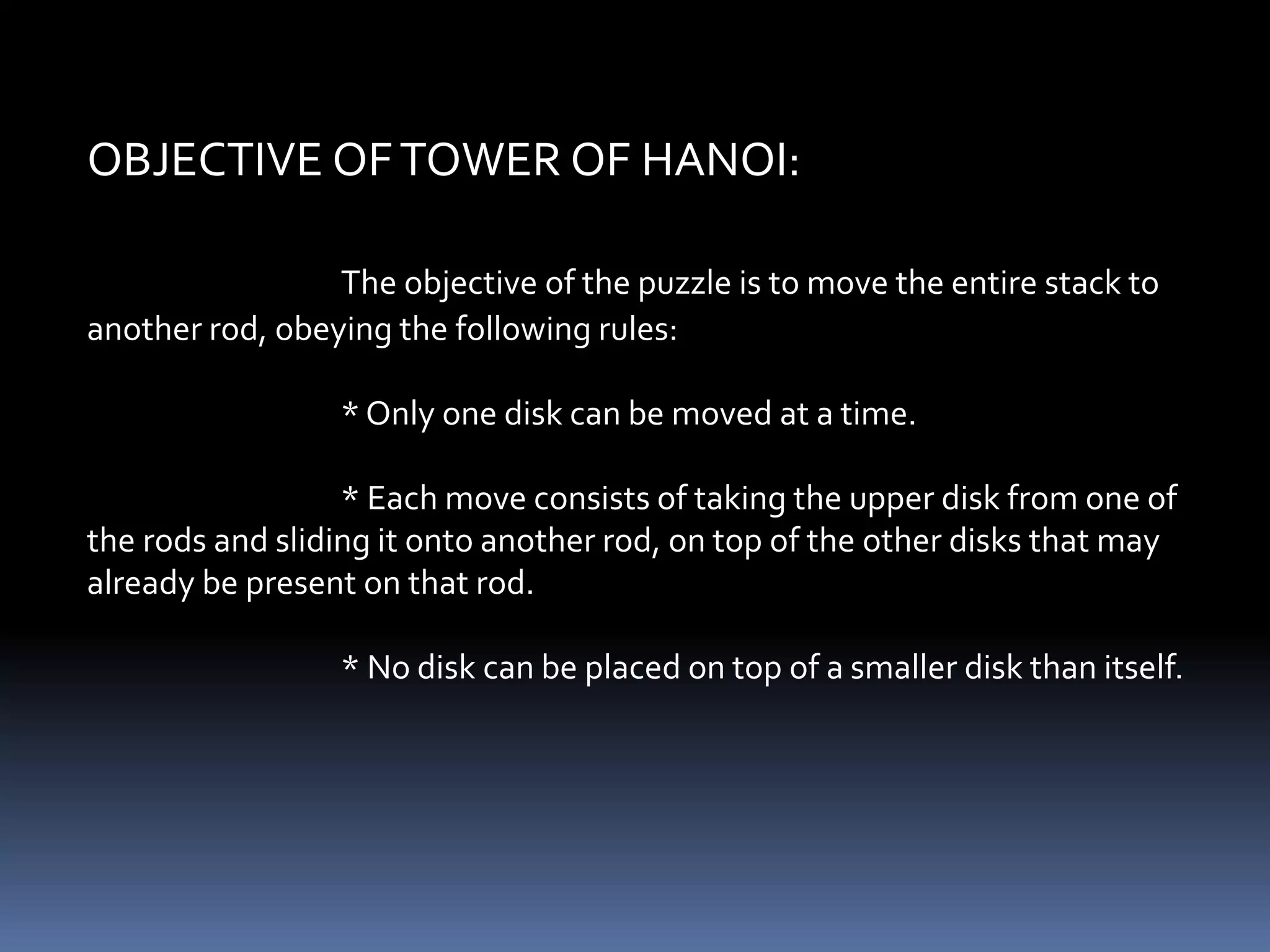Tower of hanoi | PPTX