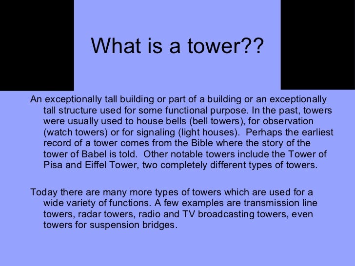 How to Build a Tower