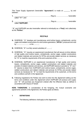 Tower Supply Agreement (Purchase this doc, Text: 08118887270 (Whatsapp ...