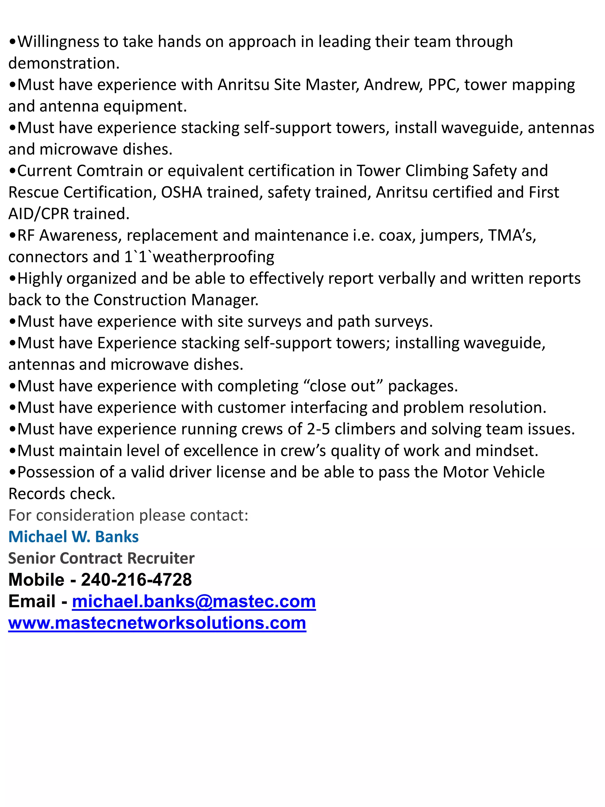 Tower technician Job Descriptions | PPTX