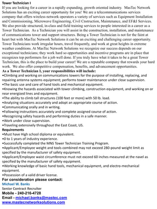 Tower technician Job Descriptions | PPTX