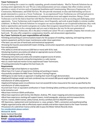 Tower technician Job Descriptions | PPTX