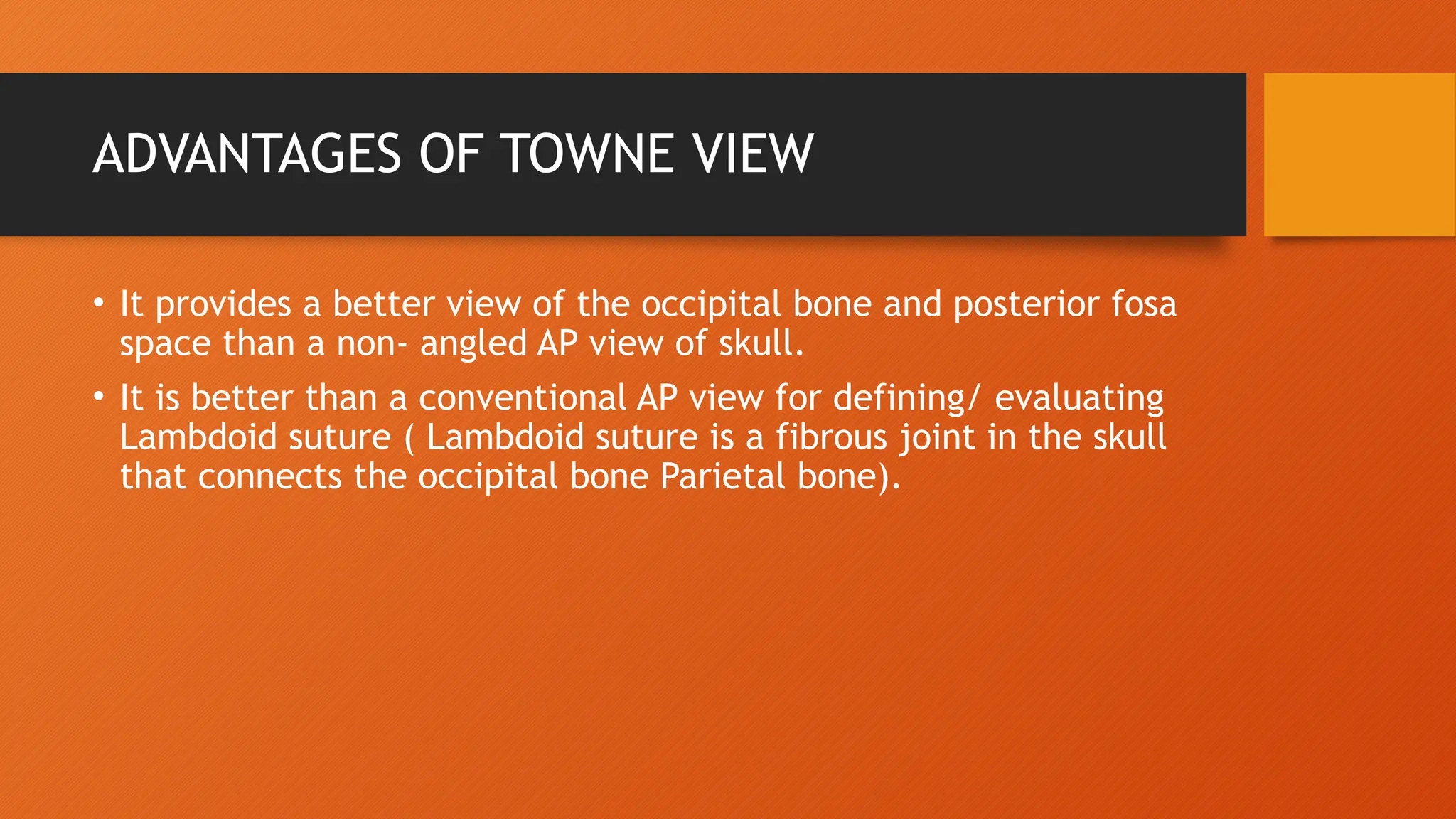 TOWNE VIEW of the skull. X-ray special procedure of skull. | PPTX