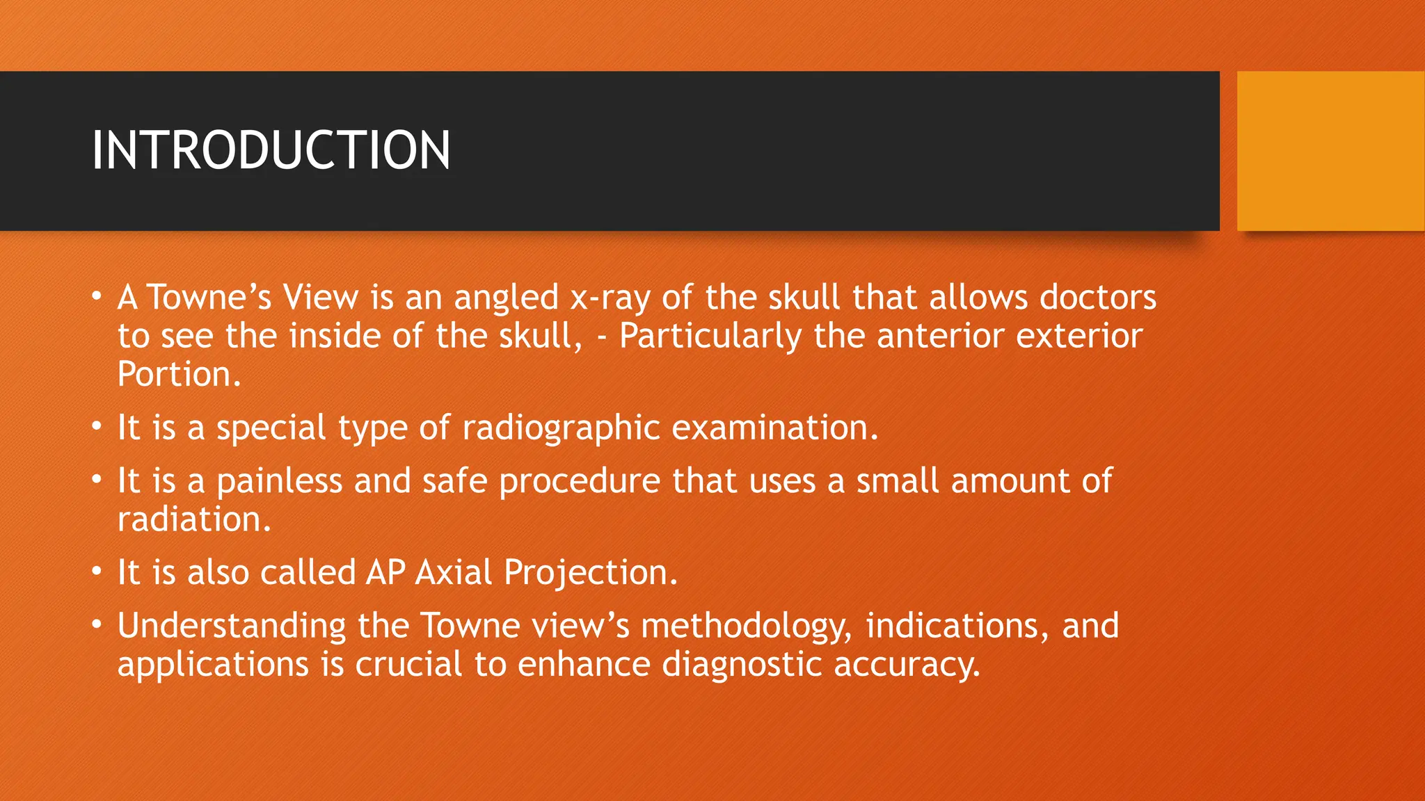 TOWNE VIEW of the skull. X-ray special procedure of skull. | PPTX