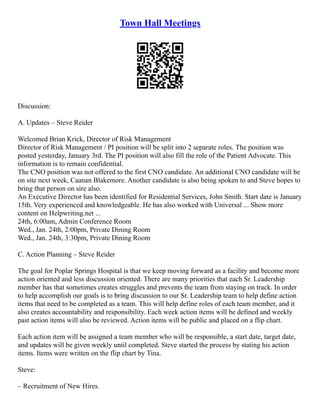 Town Hall Meetings | PDF