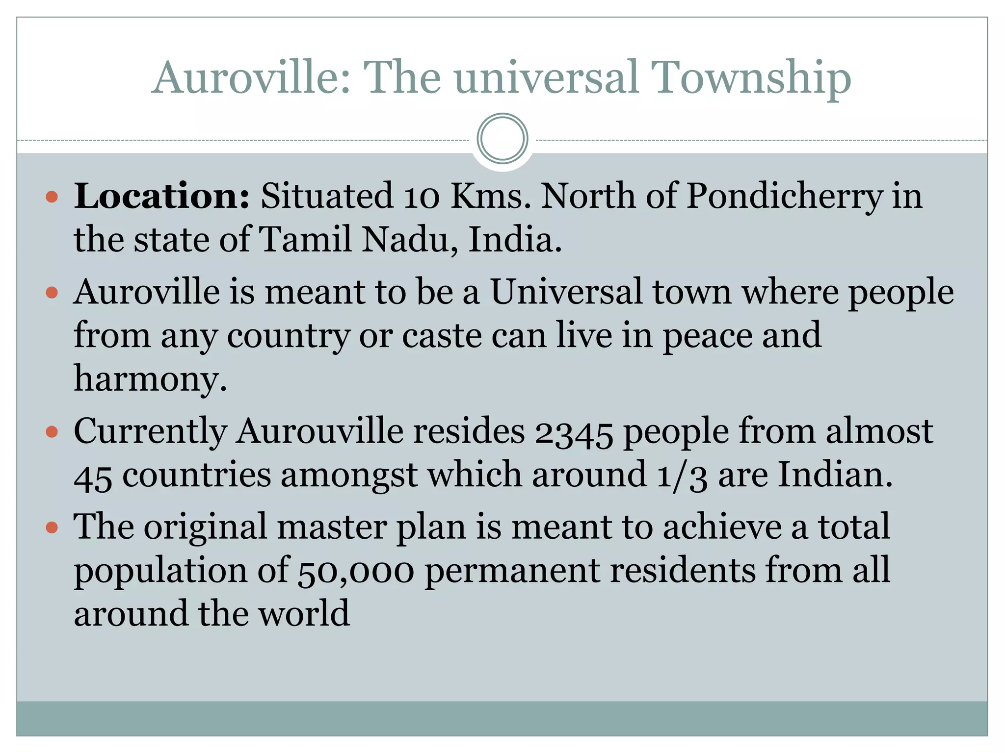 Town plan auroville | PPTX