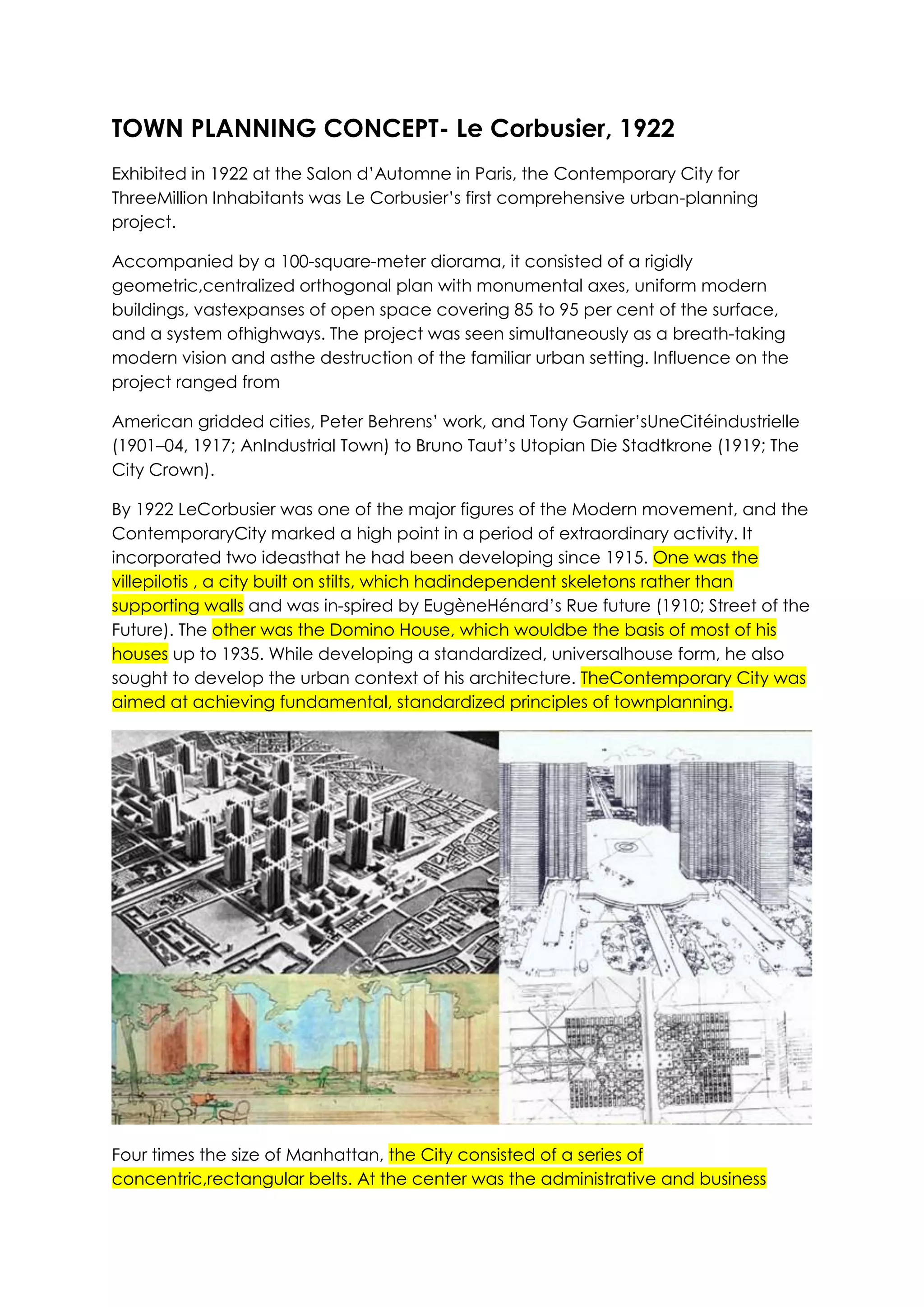 Town planning concepts- le corbusier (with pics) | DOCX