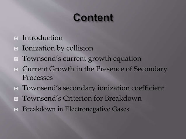 Townsend ’s theory | PPTX | Chemistry | Science