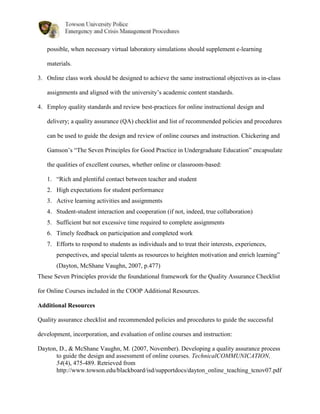 Towson University: COOP: Conduct of Classes During Campus Closings ...