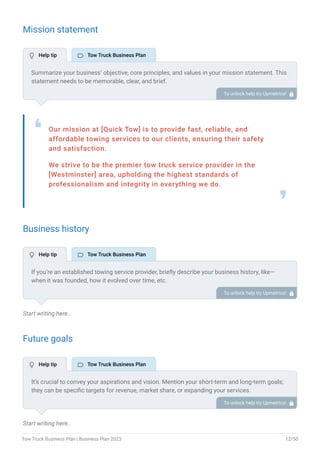 Tow Truck Business Plan Example | Upmetrics | PDF