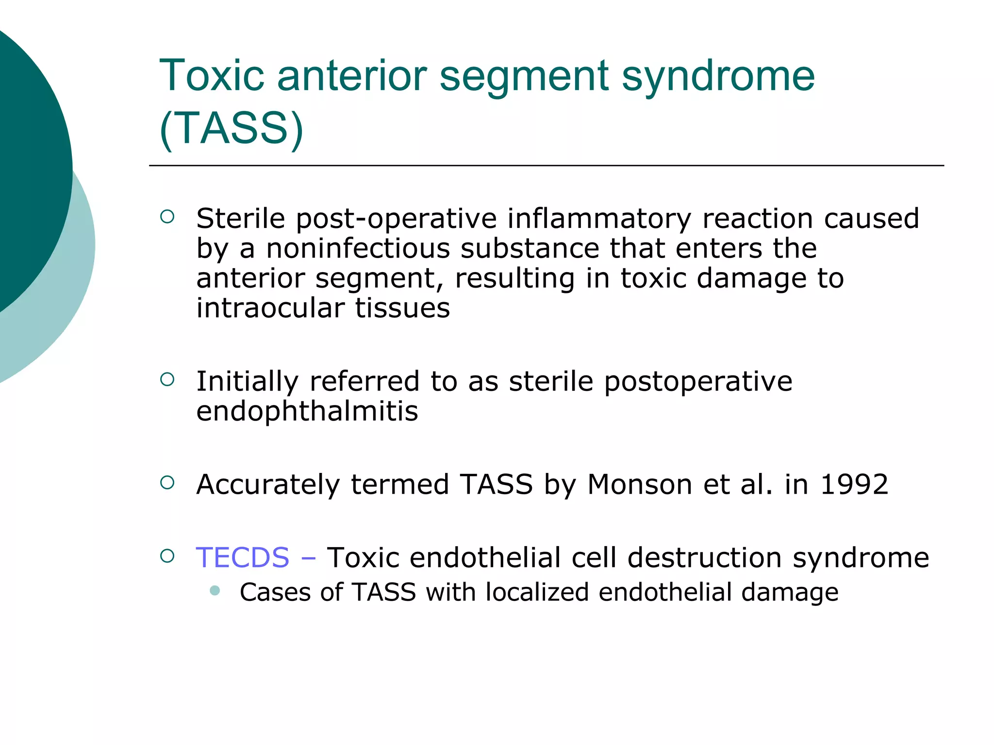 Toxic Anterior Segment Syndrome | PPT