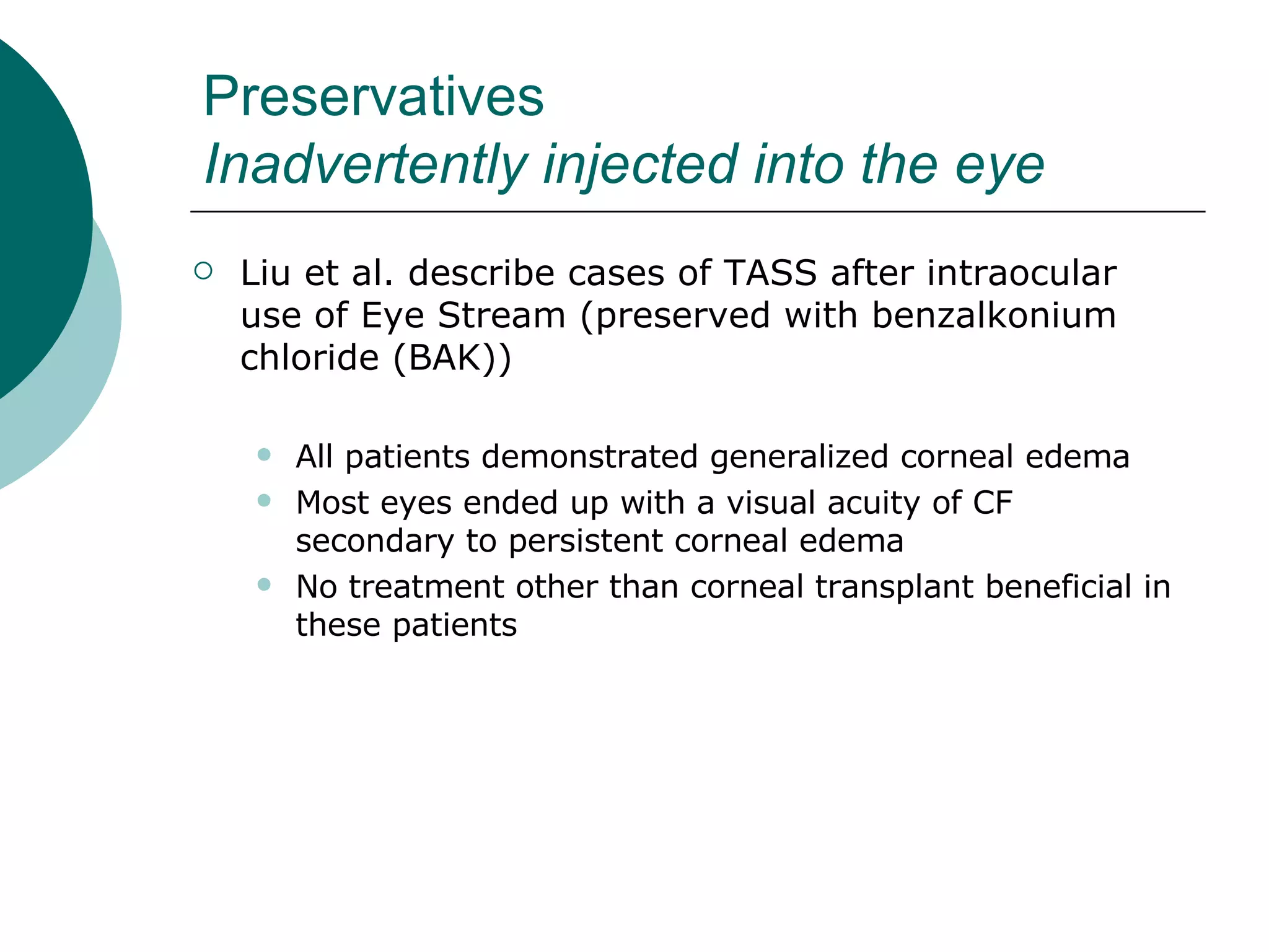 Toxic Anterior Segment Syndrome | PPT