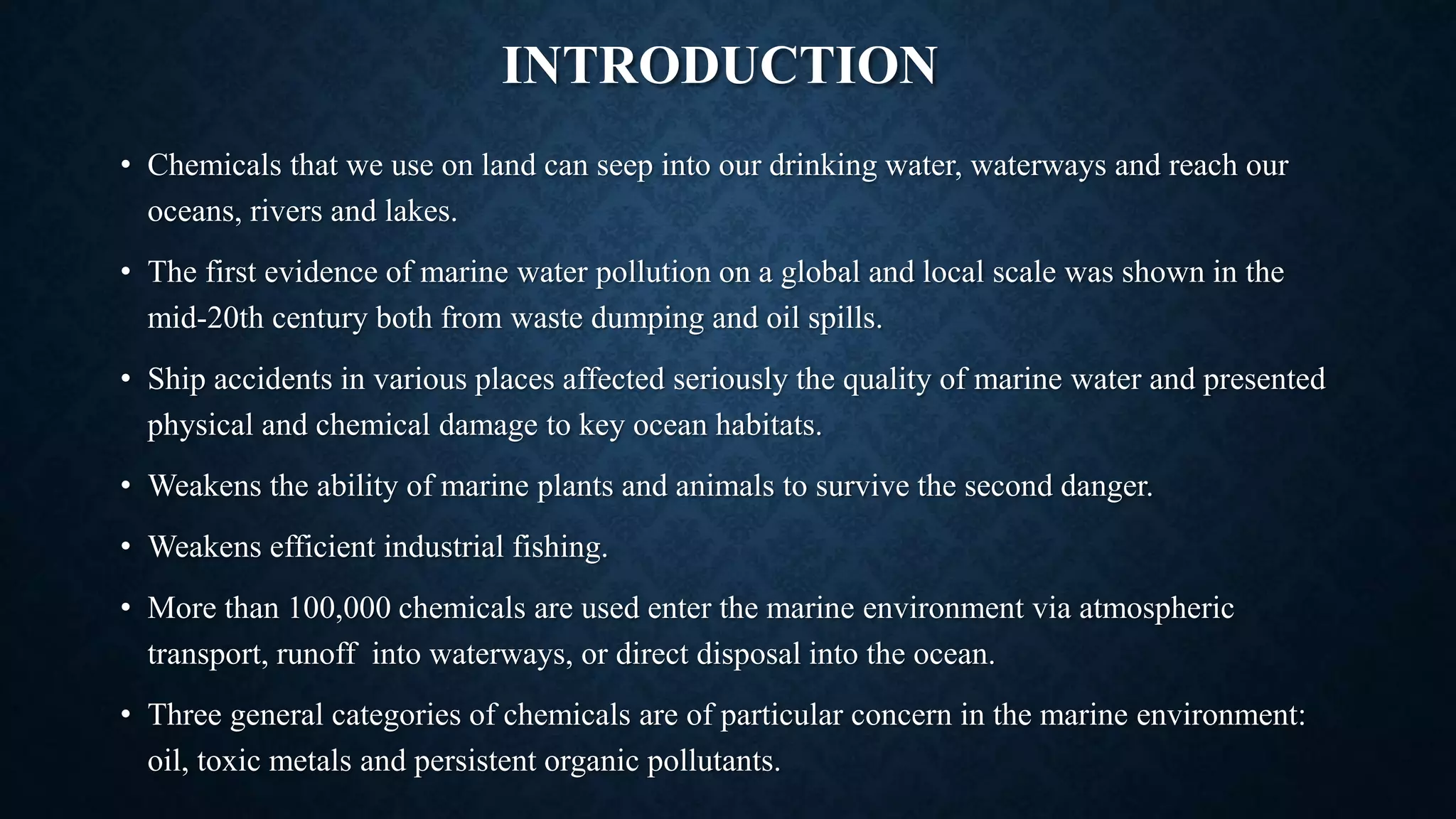 Toxic chemical pollution in marine water | PPT