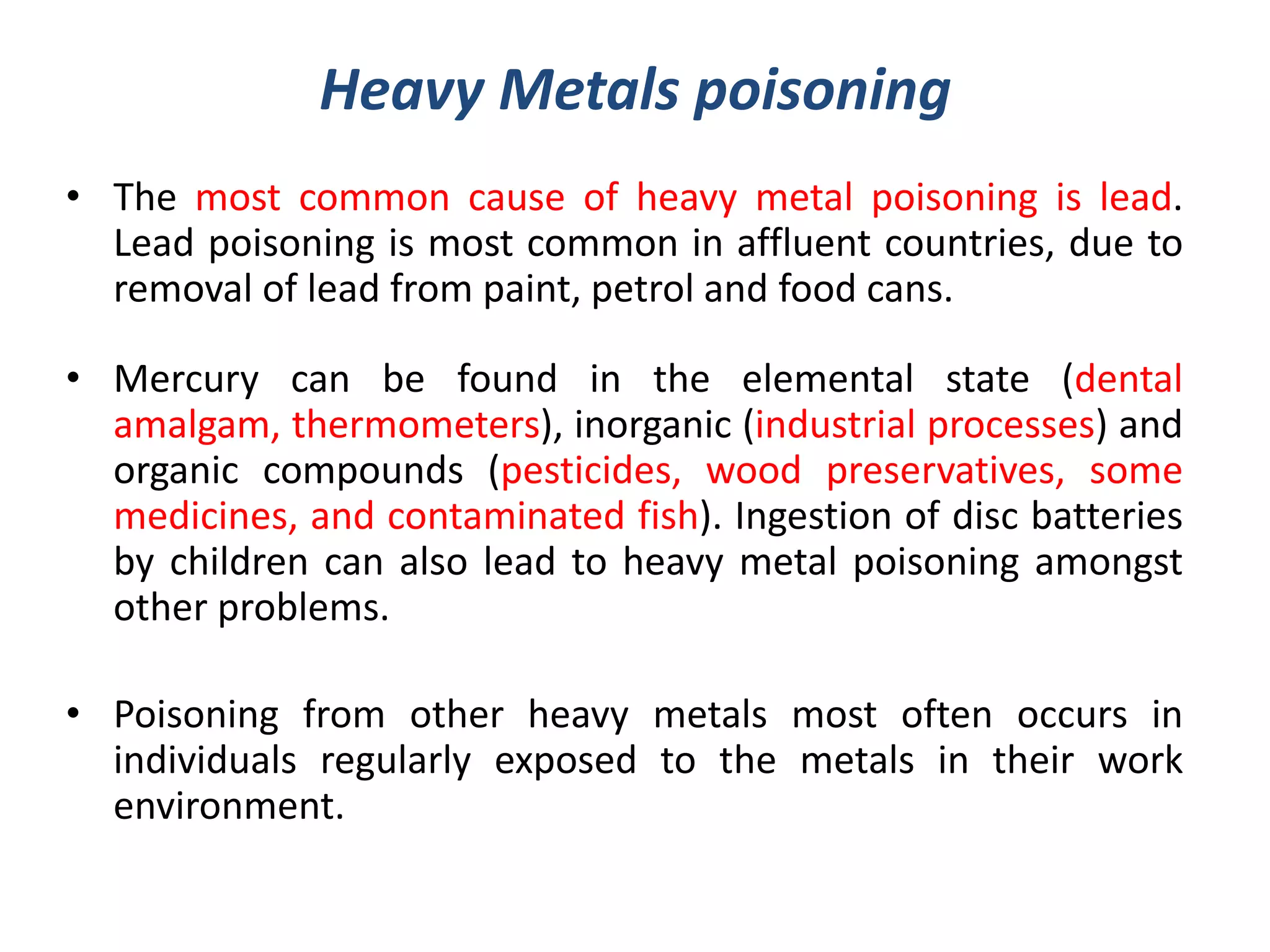 Toxicities and manag. of poisonings (heavy metals) | PPTX
