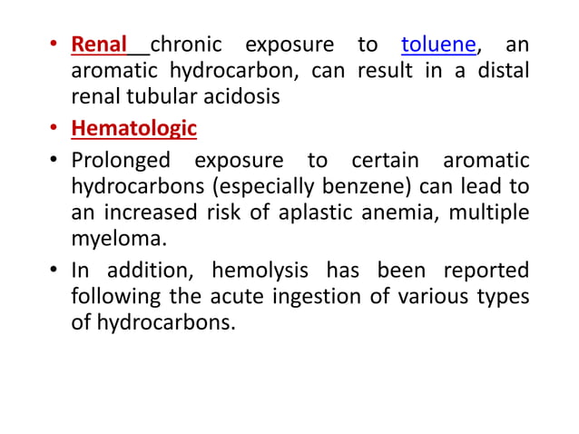 Toxicity of hydrocarbons | PPTX | Heart and Cardiovascular Diseases ...
