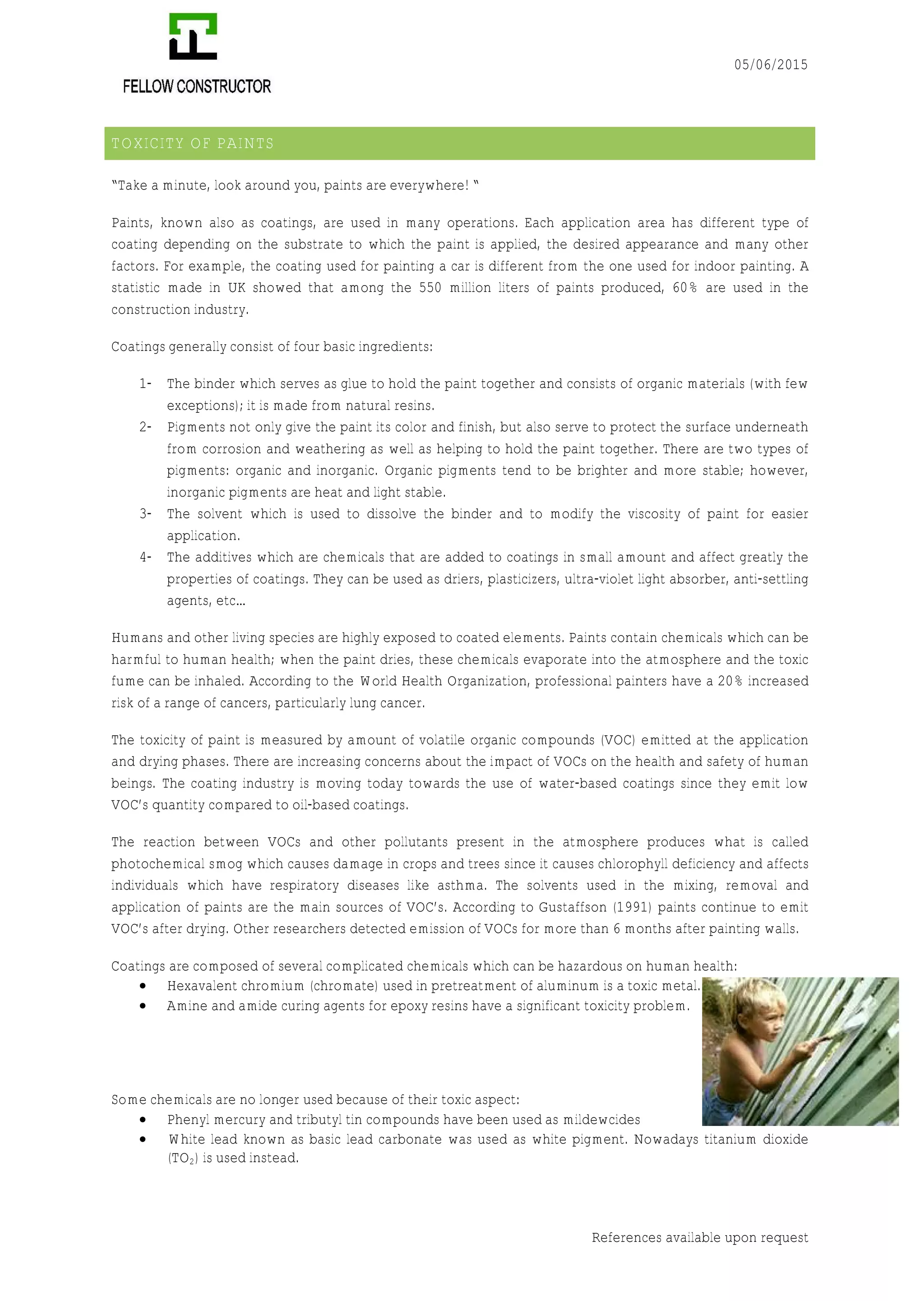 Toxicity of paints | PDF