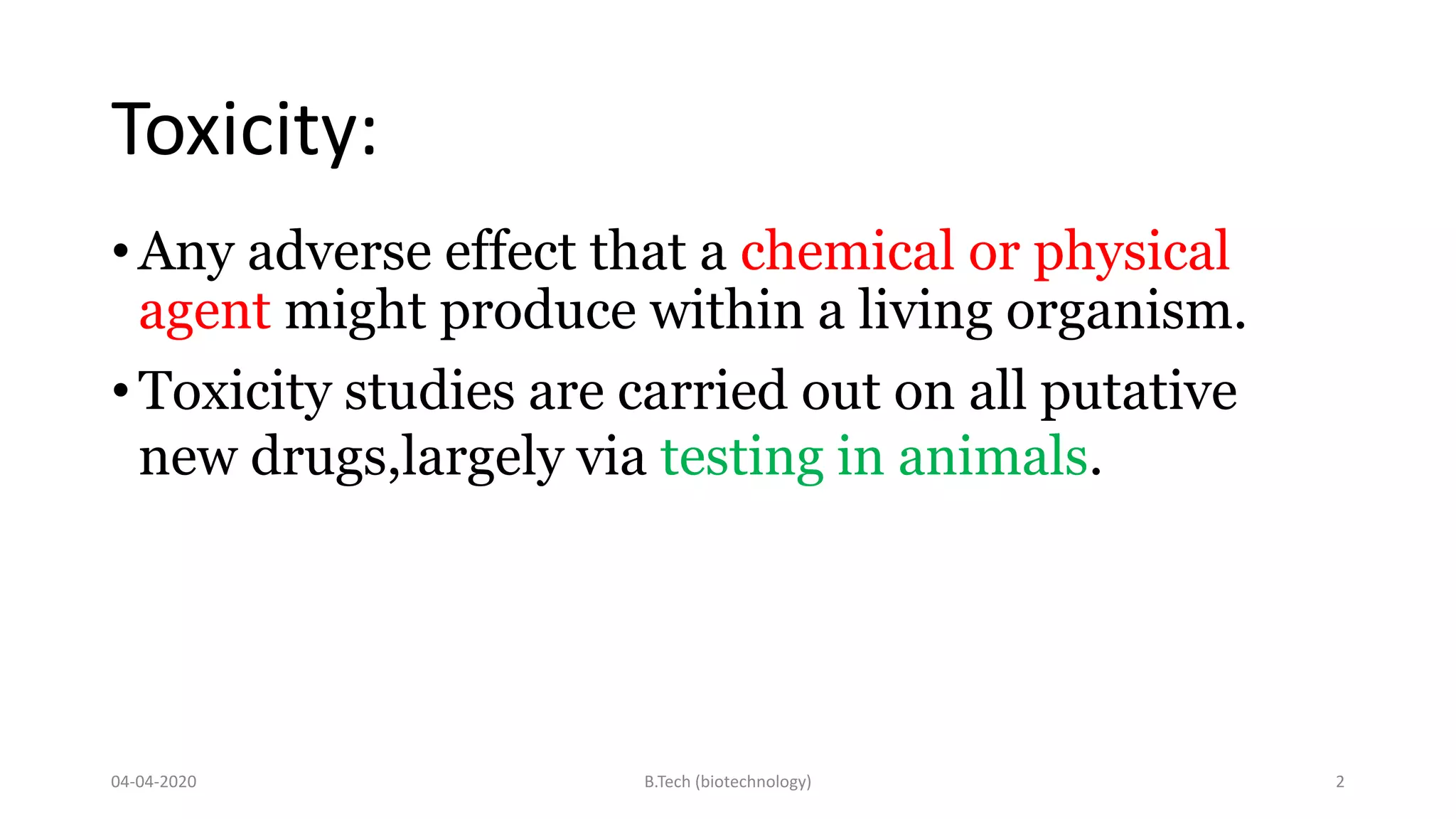 Toxicity studies | PPTX