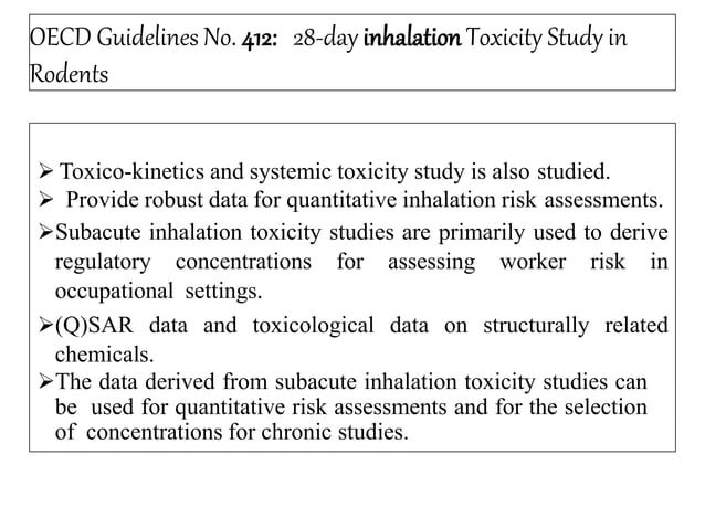 Inhalation Toxicity Studies- OECD guidelines | PPTX | Lung and ...