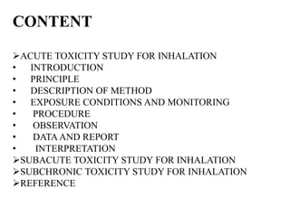 Inhalation Toxicity Studies- OECD guidelines | PPTX