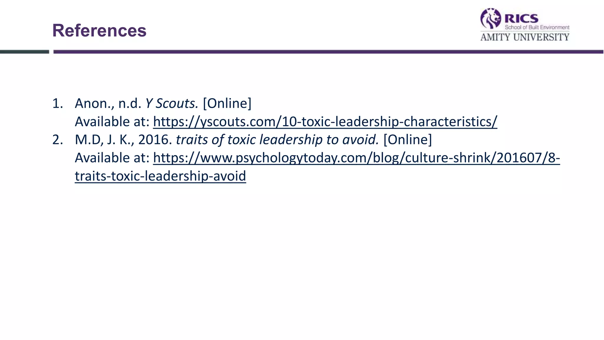 Toxic leadership ppt | PPTX
