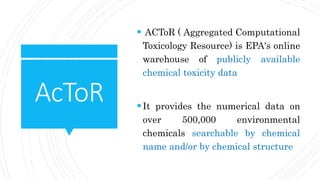 Toxicological databases | PPTX | Pharmaceutical Industry | Industries