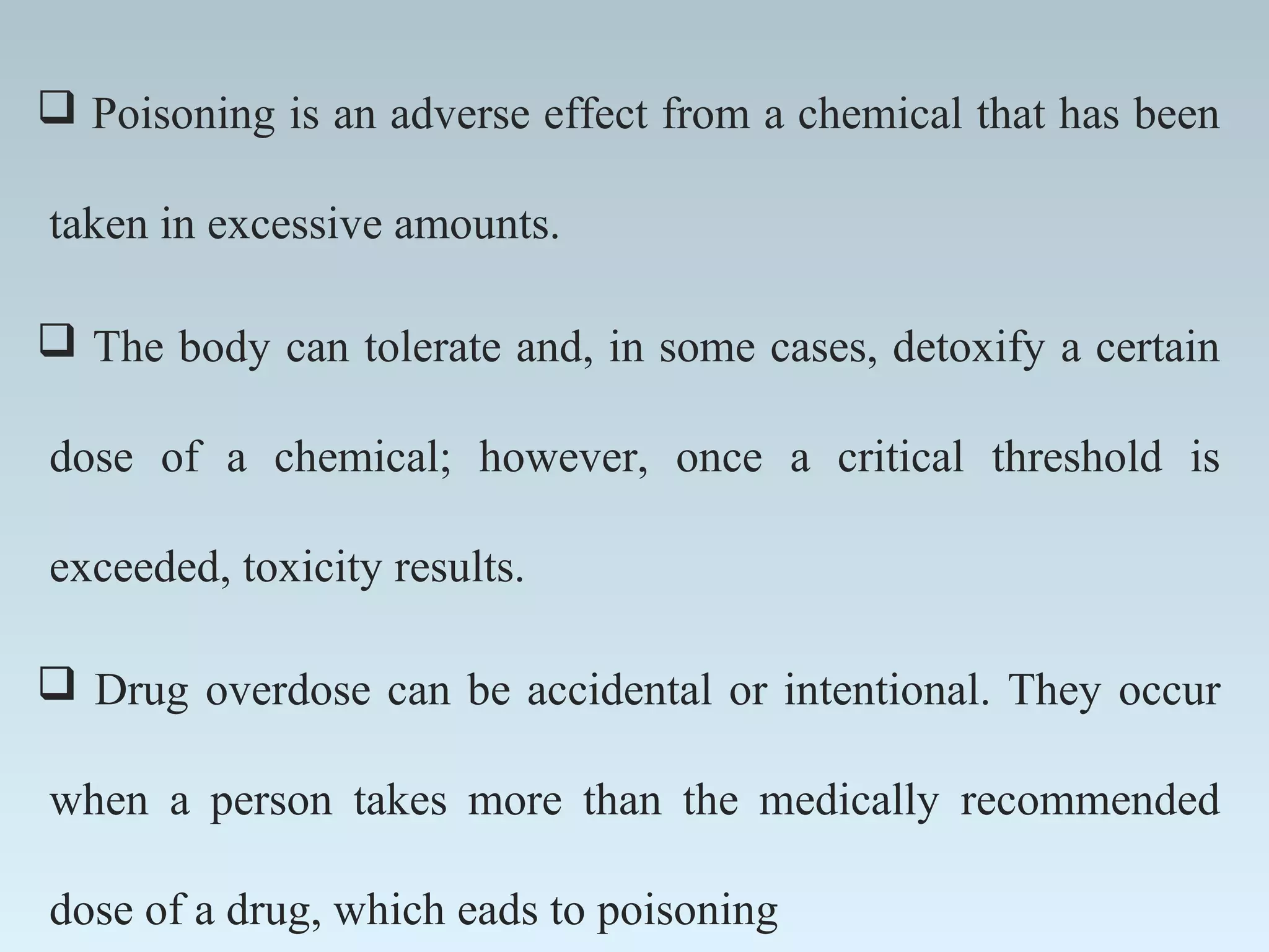Drug Overdose and its Management - Antidotes | PPT