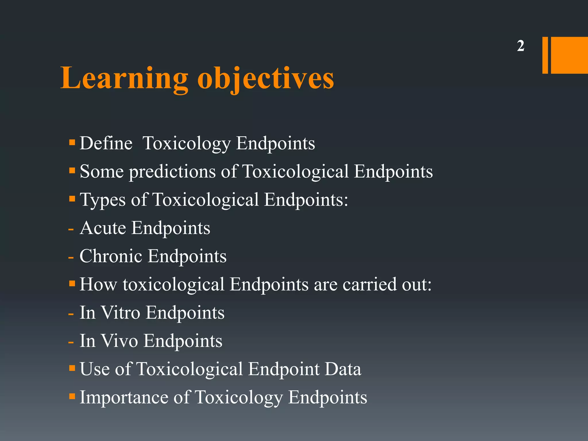Toxicology endpoints | PDF