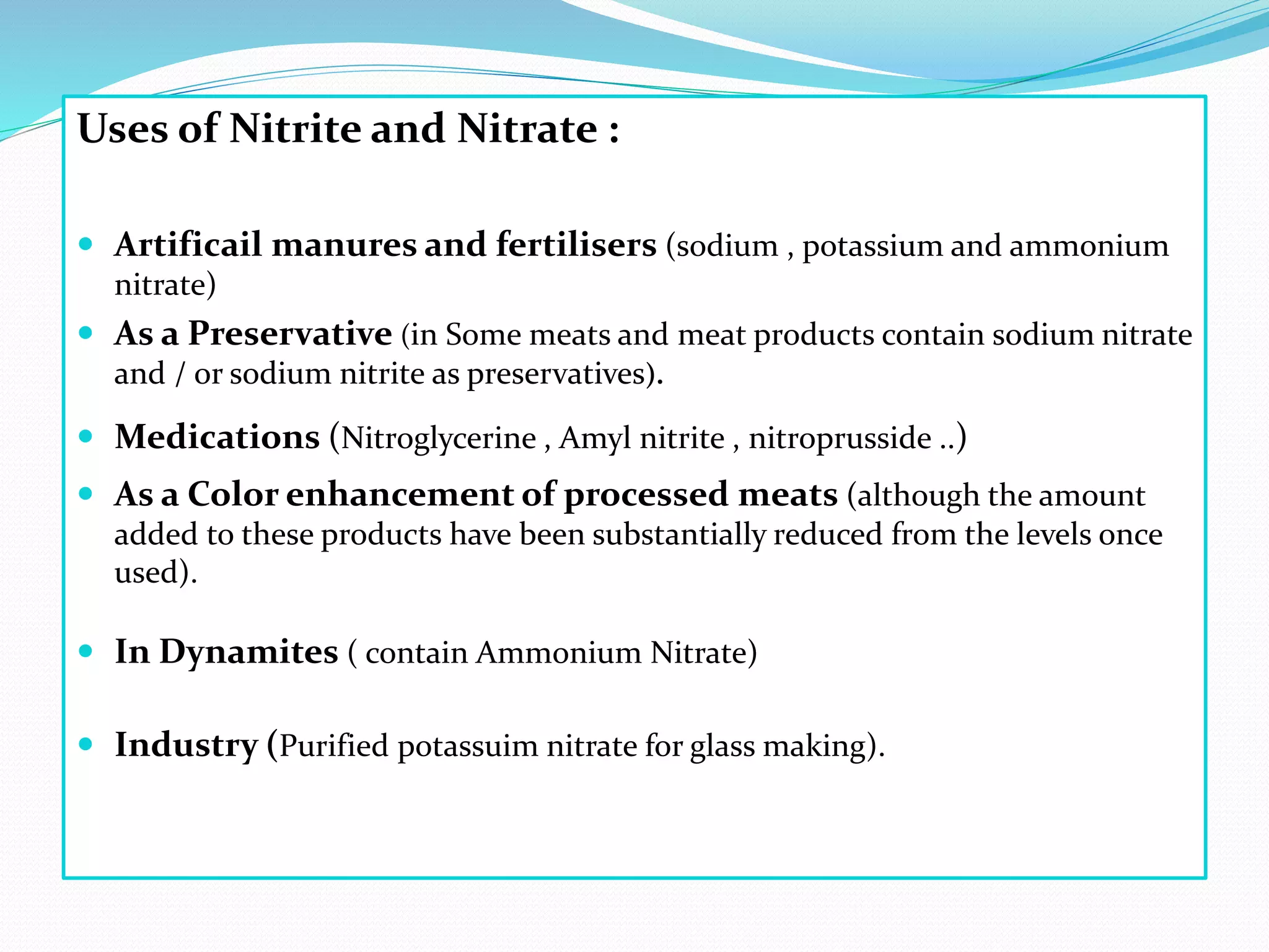 Nitrate and Nitrite poisoning | PPTX